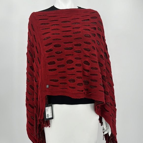 Courage.b | Sweaters | Nwt Courageb Mona Electric Poncho Deep Red ...